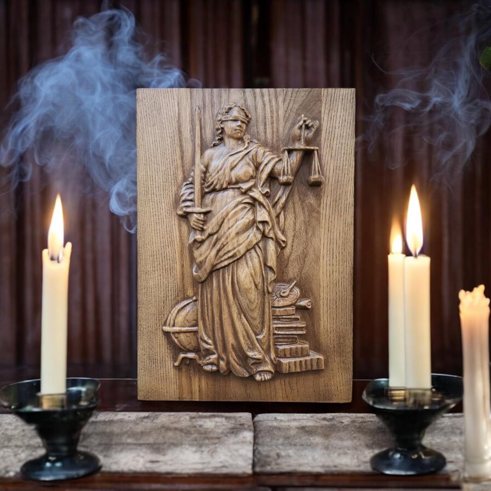 Lady Justice Wood Wall Art Law Office Gift Scale of Justice Themis ...