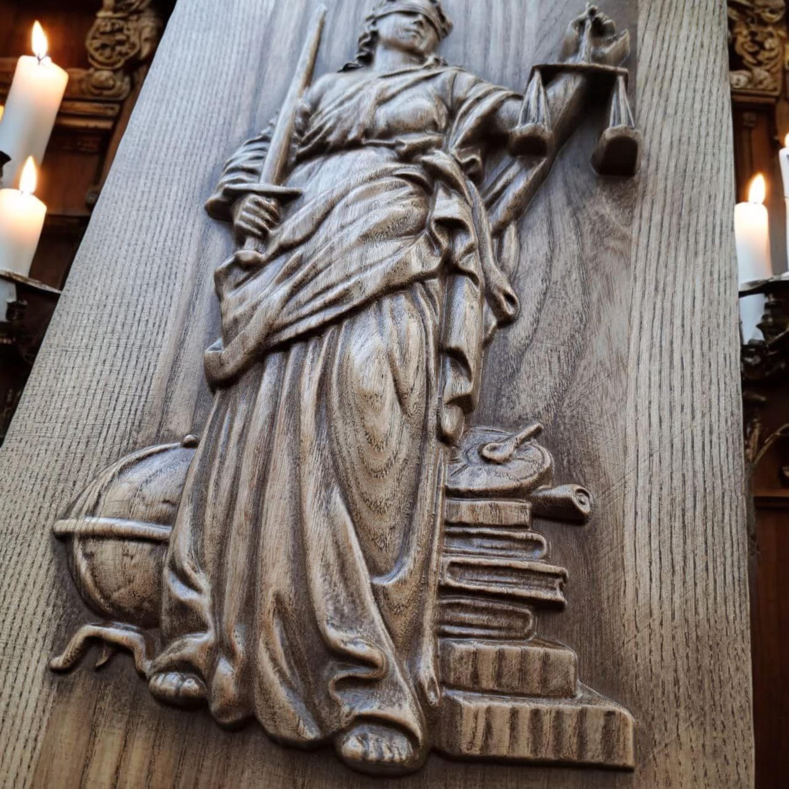 Lady Justice Wood Wall Art Law Office Gift Scale of Justice Themis ...