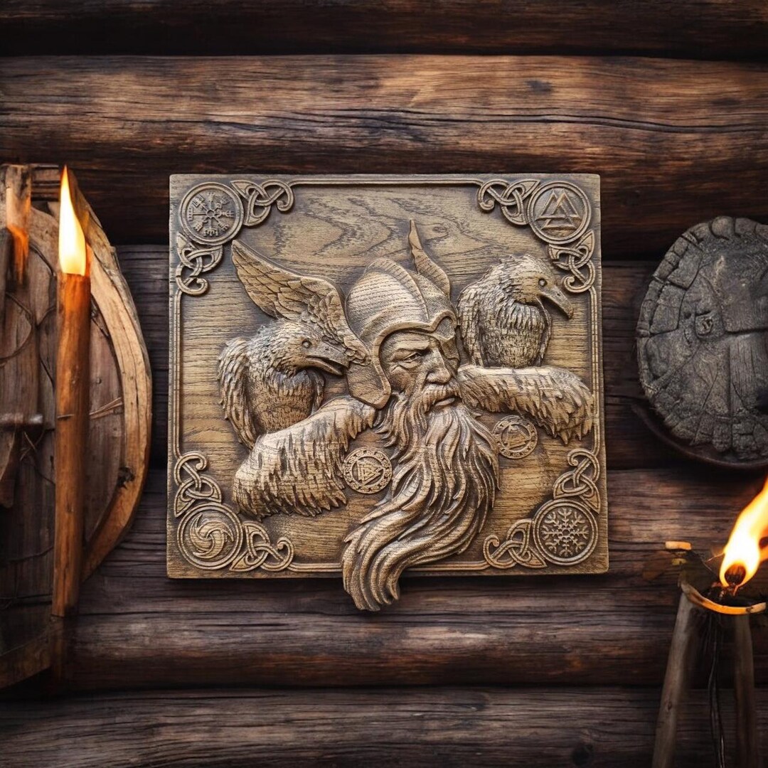 Odin Wooden Viking Symbol Viking Decor Wall Art Odin Decor Odin Viking ...