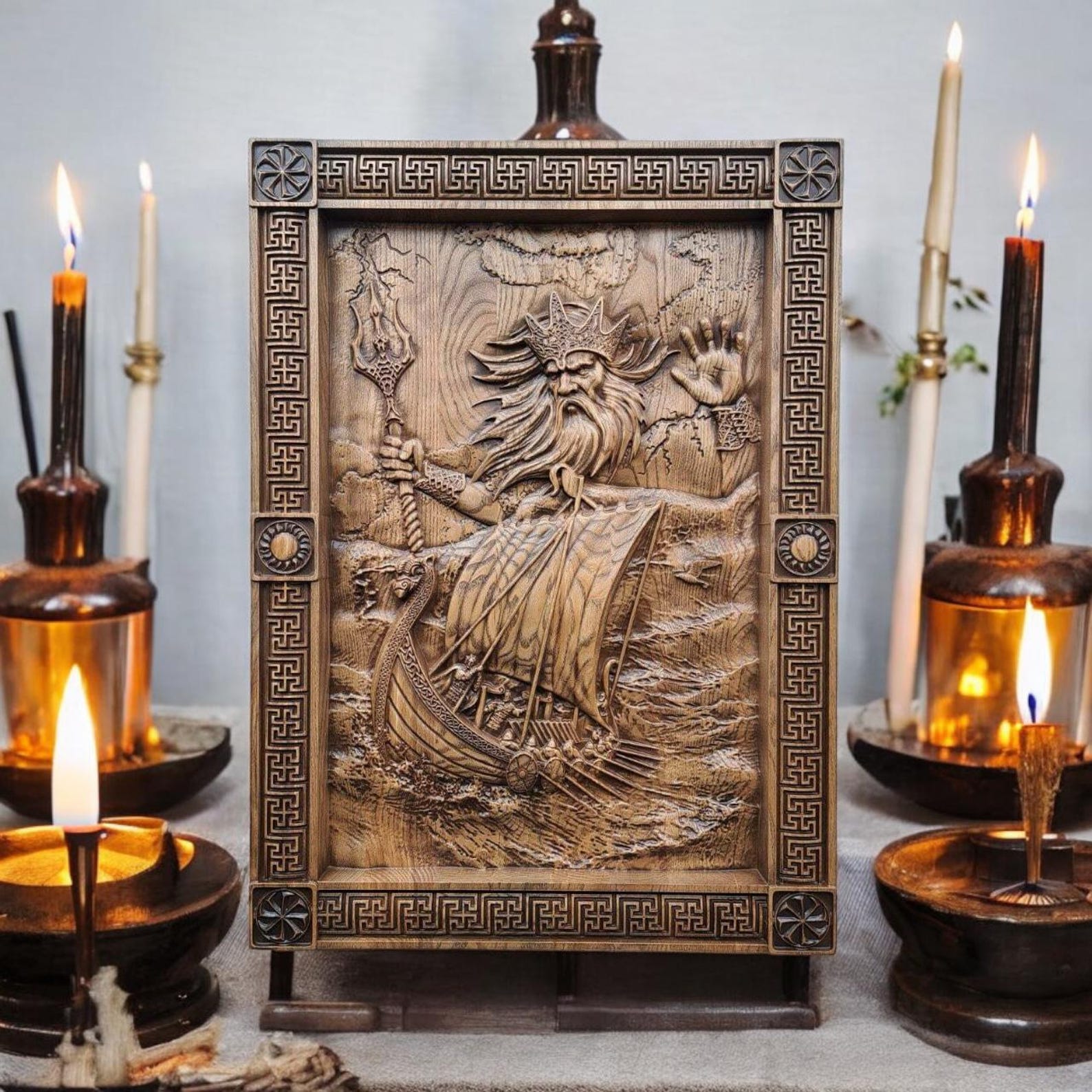 Njord Norse Mythology Njord Wood Carving Wall Art Njord Norse Wood ...