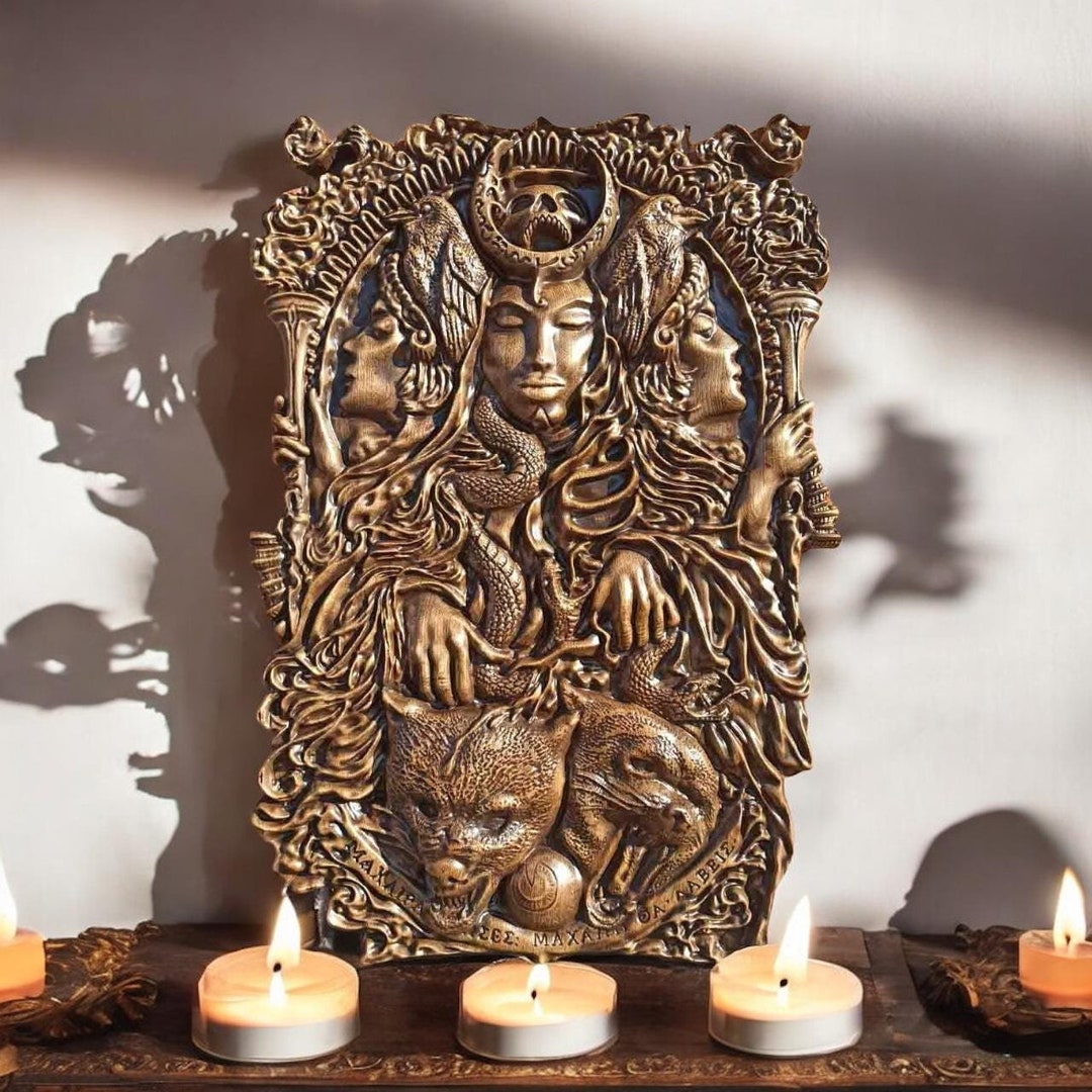 Hecate Greek Goddess Wall Art Hecate Statue Greek Mythology Art Wood ...