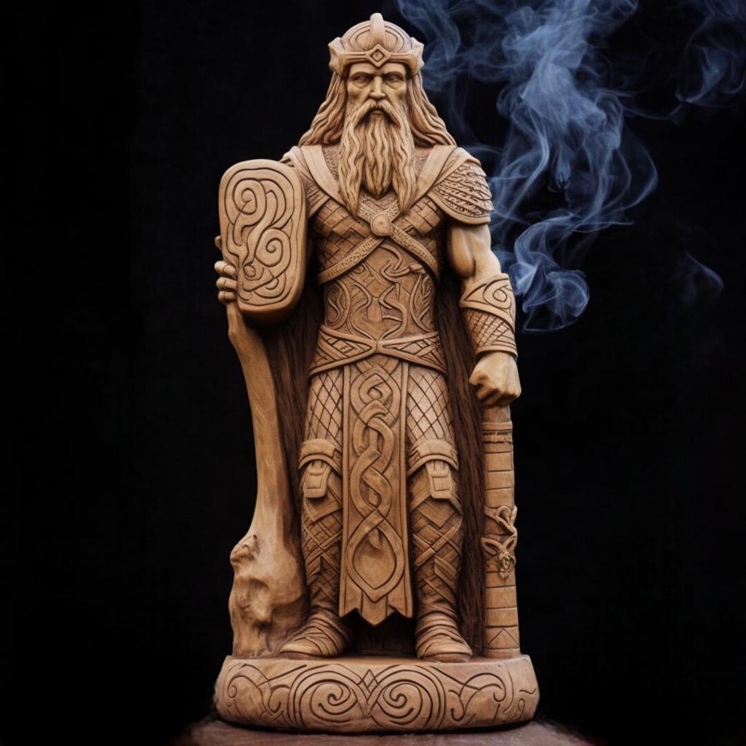 Baldr Statue Norse Pagan Decor Wood Carving Sculpture Mythology Art ...
