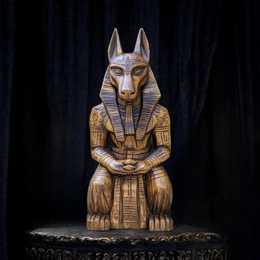 Woodcarved Statue of Anubis the Guardian of the Afterlife in Egiptian ...