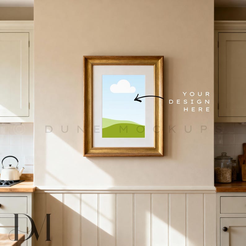English Country Kitchen Frame Mockup | Canva Template | Rustic Dining ...