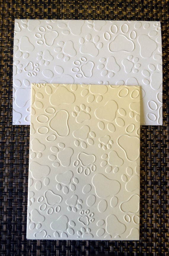 Handmade Dog Cat Animal Embossed Paw Print Note Cards 5 Pack - Etsy