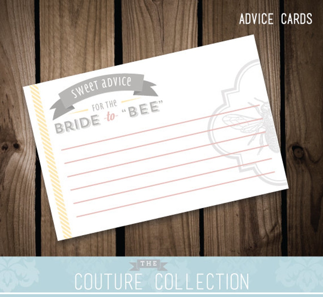 Advice Cards (pink, Yellow and Grey) - Bride to "bee" Bridal Shower ...