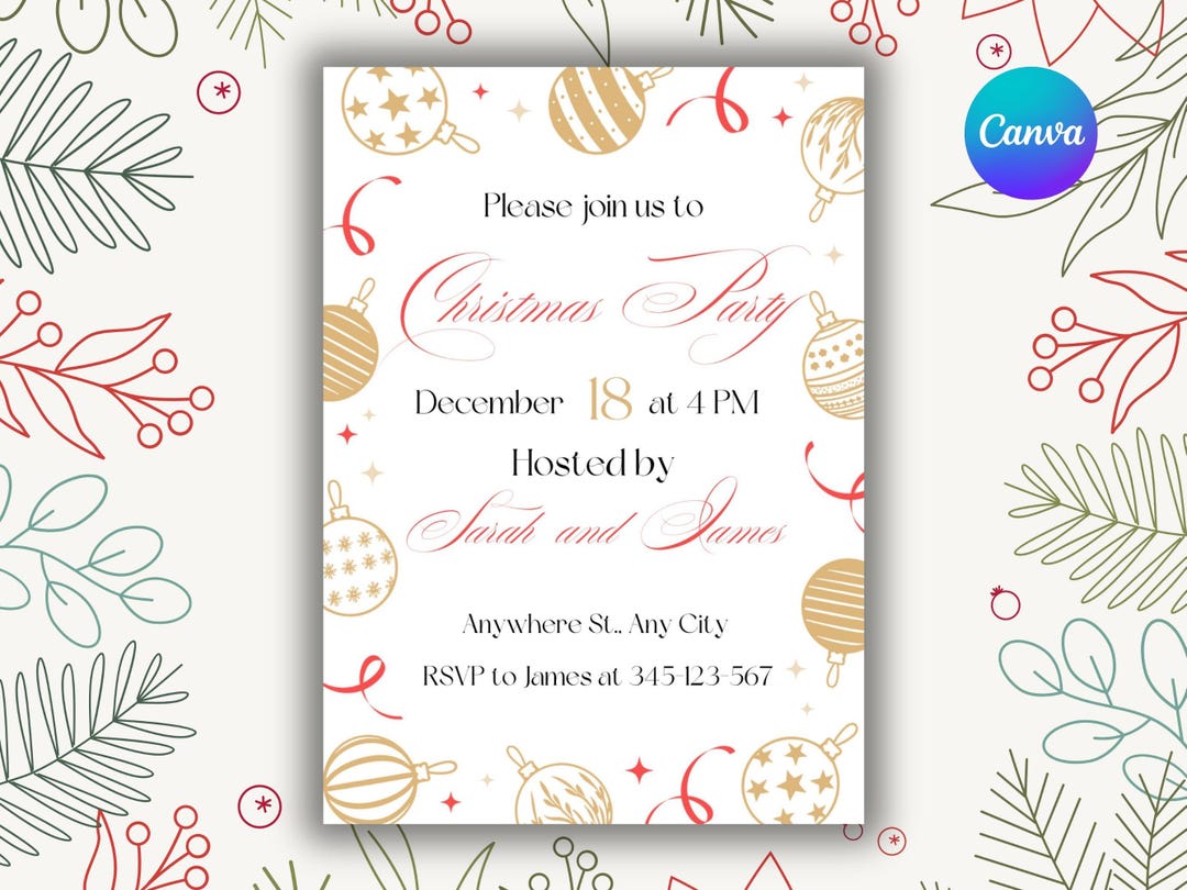 Christmas Party Invitation,editable and Printable Christmas Party ...