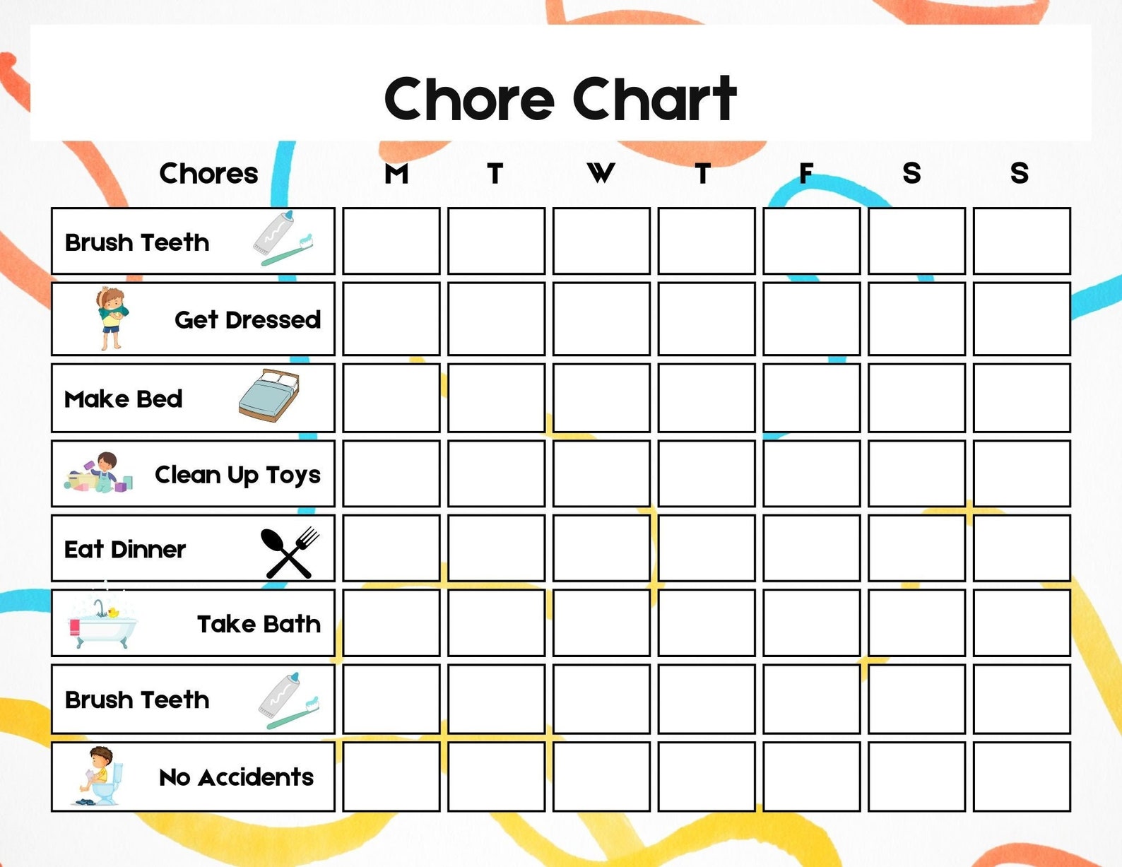 Toddler Chore Chart Printable Instant Download - Etsy