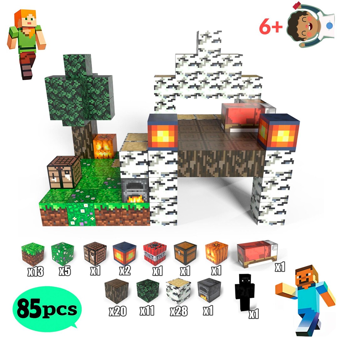 Treehouse Wooden Building Blocks Constructor 85 Pcs Minecraft Theme ...