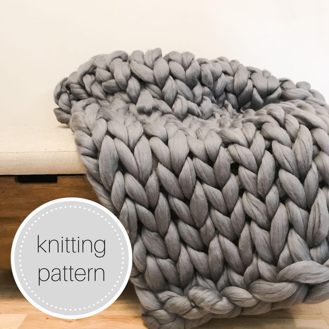 Giant Knit Blanket Pattern - Instant Download - Chunky Knit Blanket ...