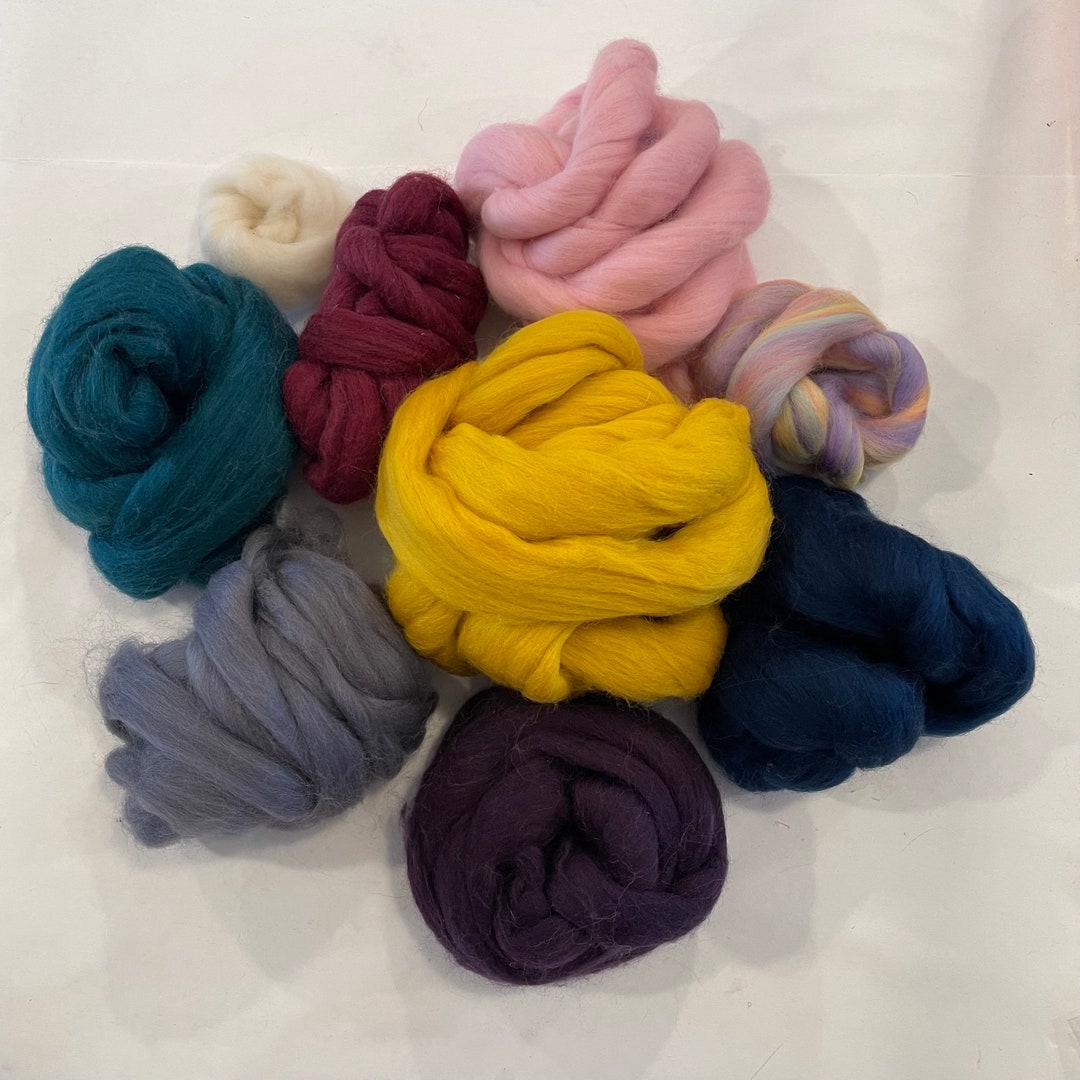 Wool Roving Bundle for Weaving, Needle Felting, Dryer Balls Mix of ...
