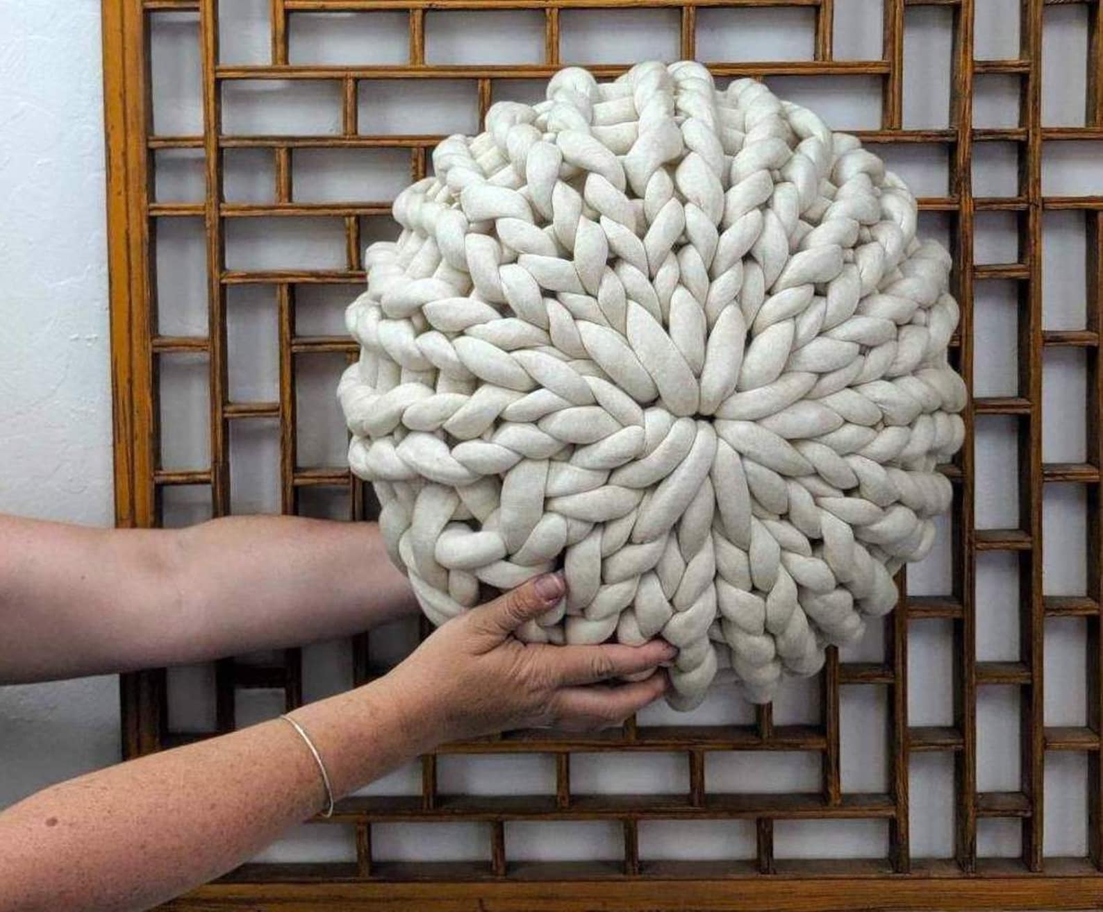 Chunky Knit Pouf Pattern - Tube Yarn Pouf - Ottoman - Knit Pouf - Knit ...