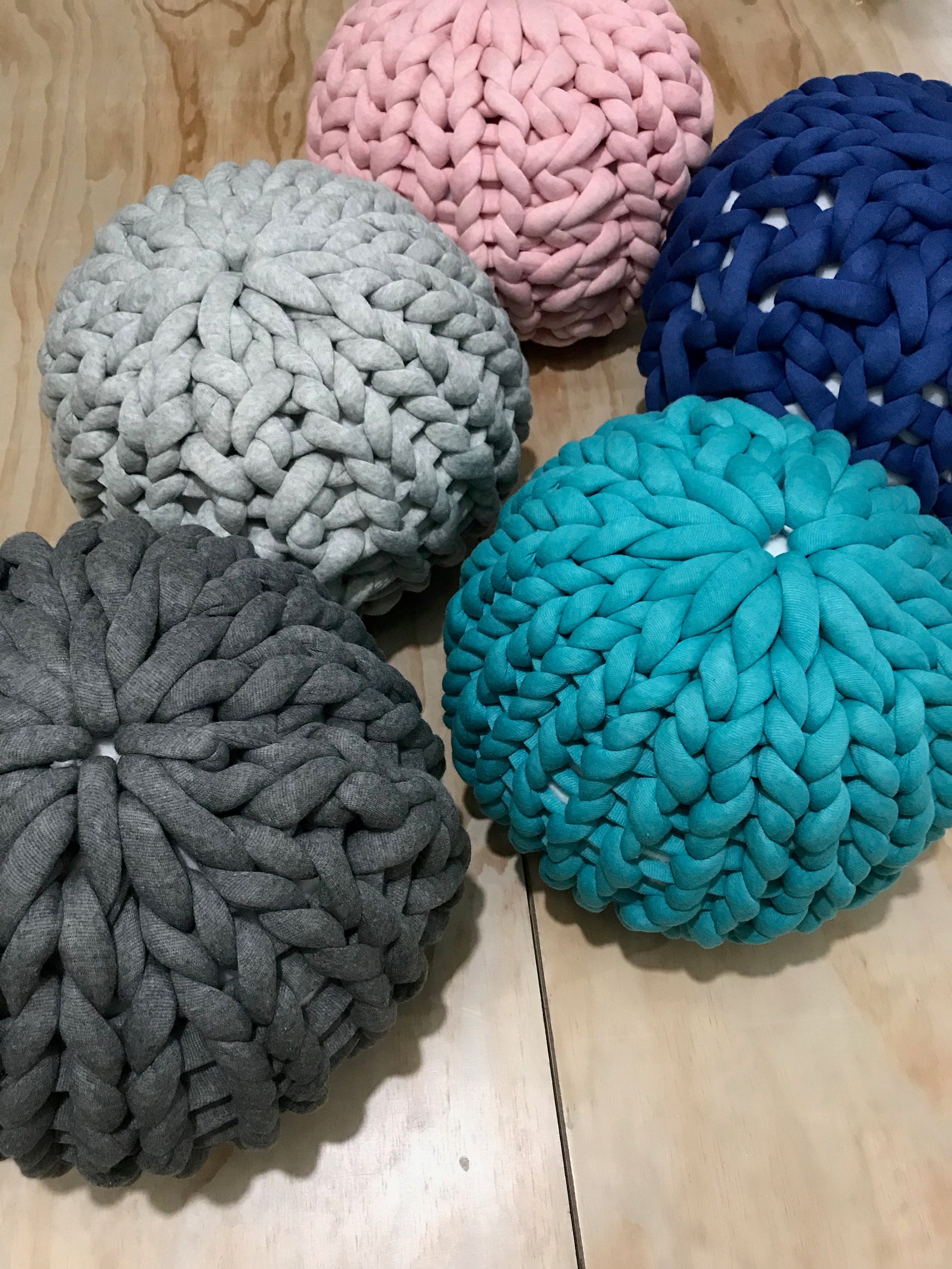 Chunky Knit Pouf Pattern - Tube Yarn Pouf - Ottoman - Knit Pouf - Knit ...