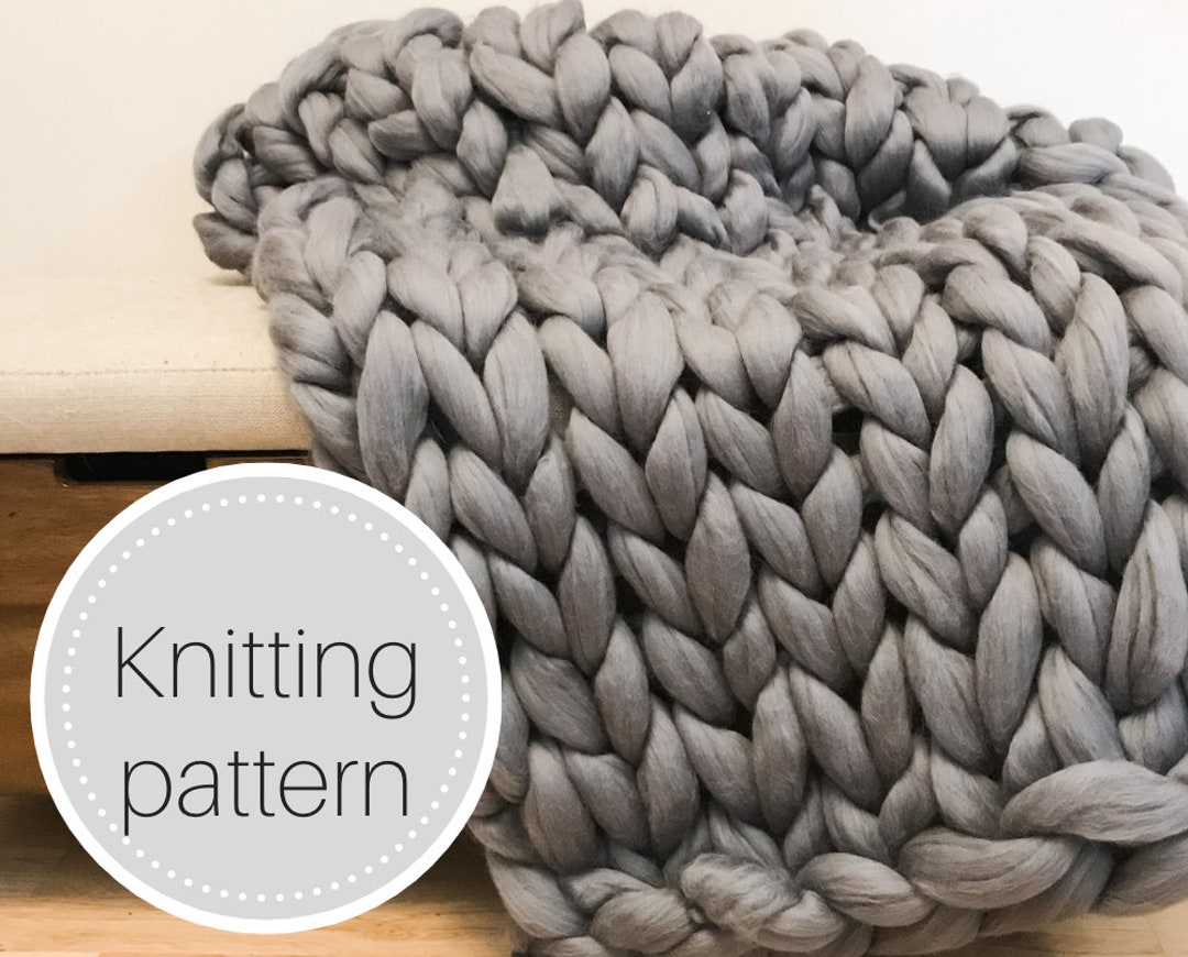 Giant Knit Blanket Pattern Instant Download Chunky Knit Blanket Pattern ...