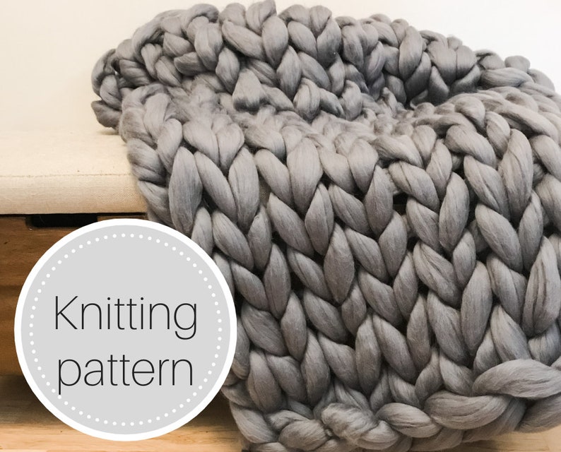 Giant Knit Blanket Pattern Instant Download Chunky Knit Blanket Pattern ...