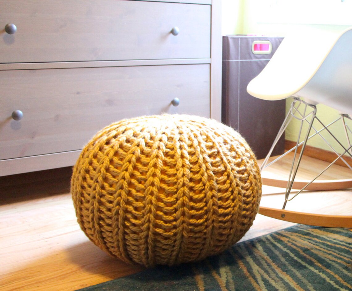 Chunky Knit Pouf Pattern Instant Download With Stuffing | Etsy