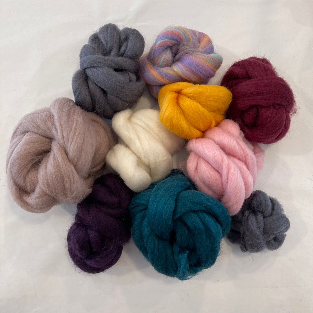 Wool Roving Bundle for Weaving, Needle Felting, Dryer Balls Mix of ...