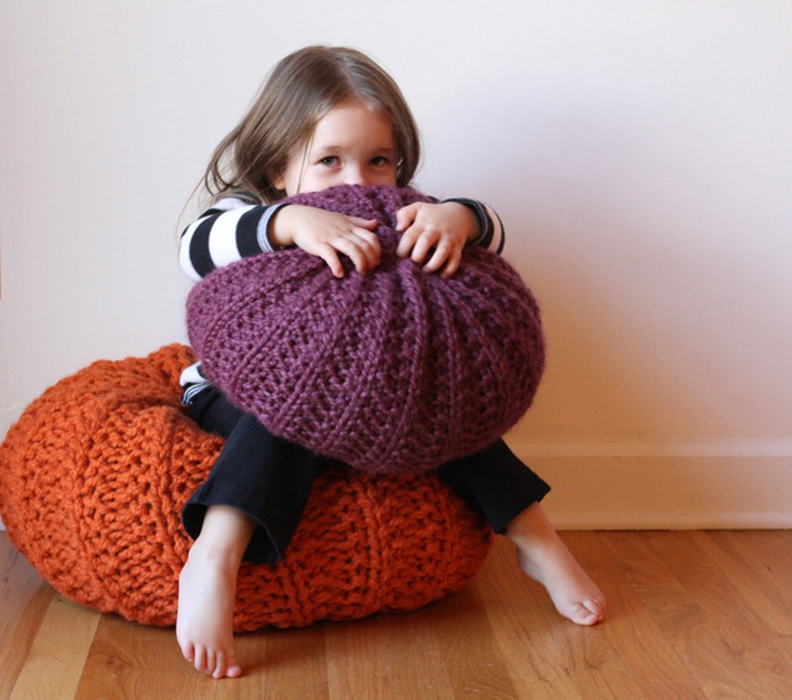 Basic Knit Pouf Pattern - Instant Download - Knit Pouf - Knit Poof ...