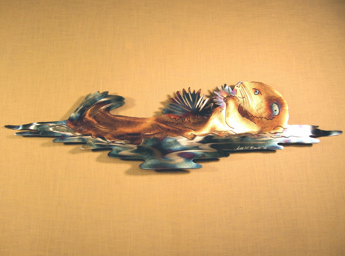 Sea Otter Otters Coast Coastal Steel Ocean Decor Marine Mammal Metal ...