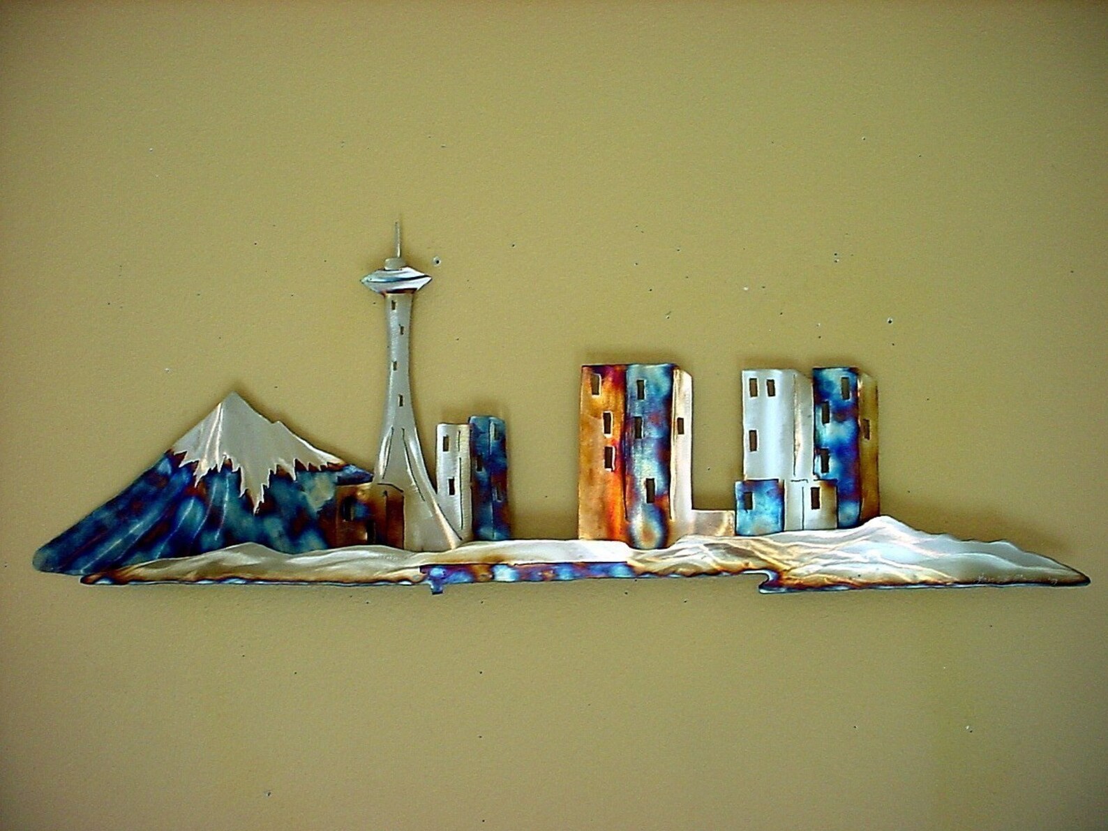 Seattle Space Needle Stainless Steel Metal Wall Art Downtown Skyline ...