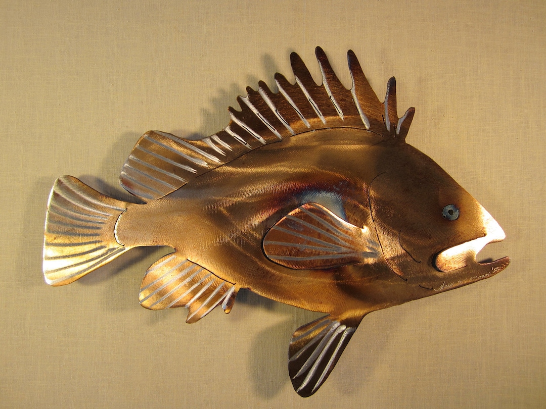 Stainless Steel Rockfish Red Rock Fish Deep Sea Bass Fisherman Charter ...
