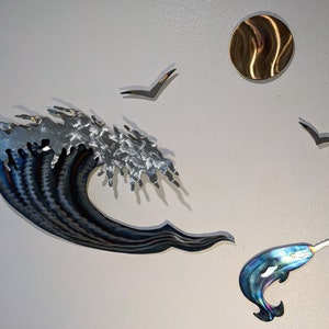 Stainless Steel Wave Beach Ocean Metal Home Cottage Vacation Sea Wall ...