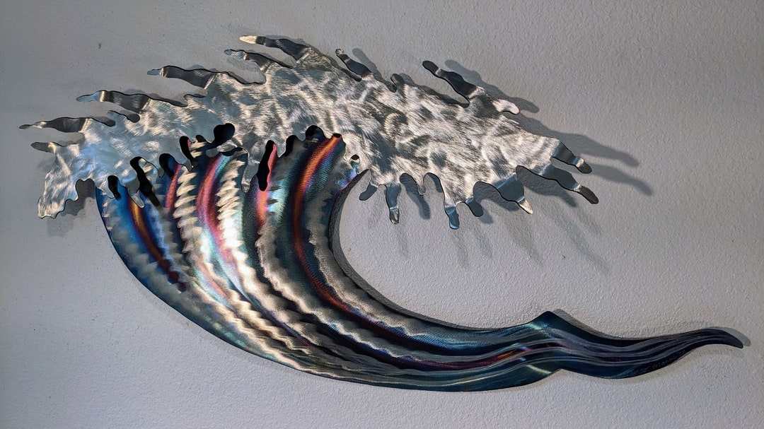 Stainless Steel Wave Beach Ocean Metal Home Cottage Vacation Sea Wall ...