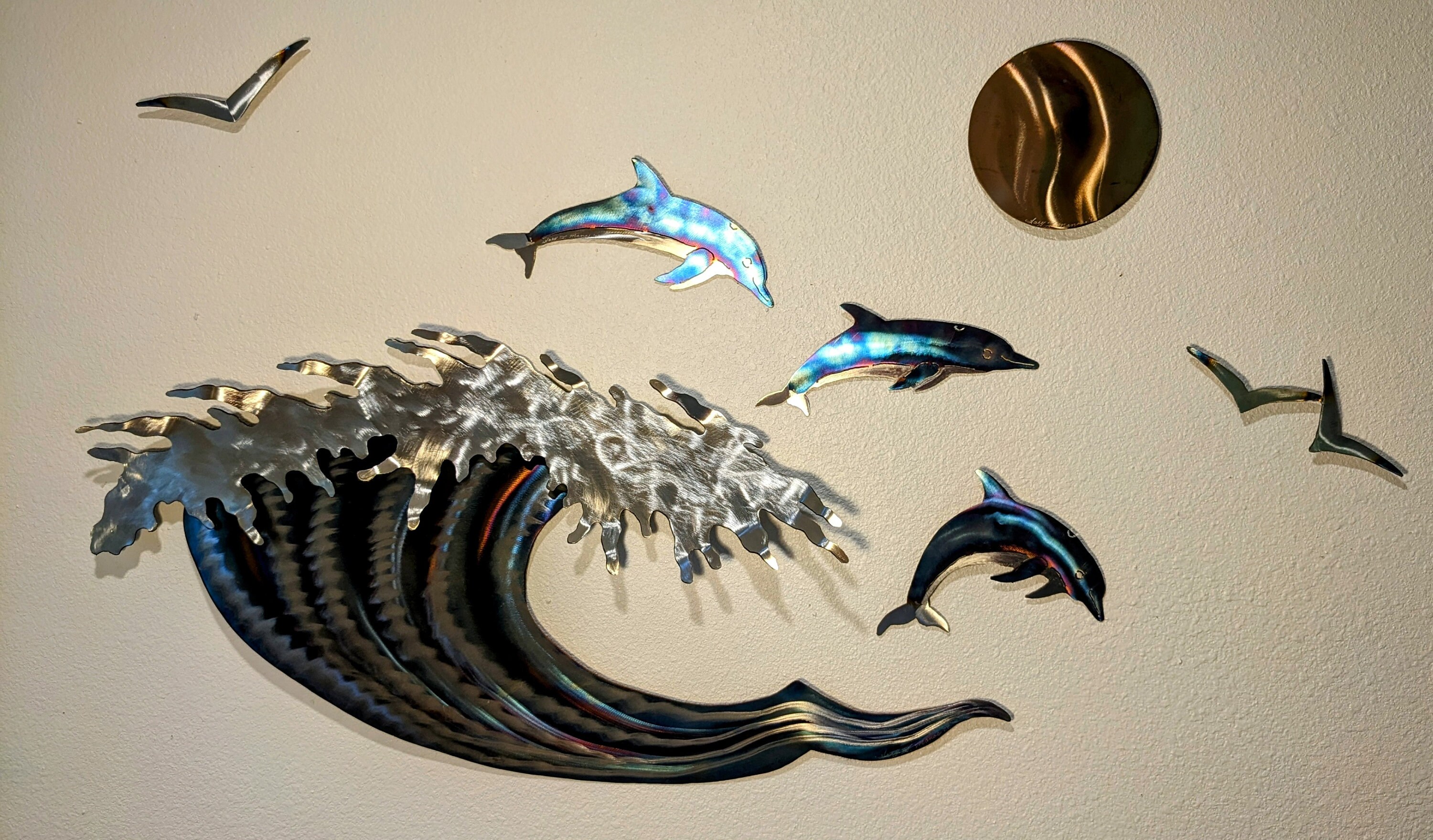 Stainless Steel Wave Beach Ocean Metal Home Cottage Vacation Sea Wall ...