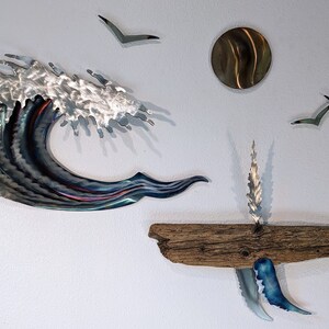 Stainless Steel Wave Beach Ocean Metal Home Cottage Vacation Sea Wall ...