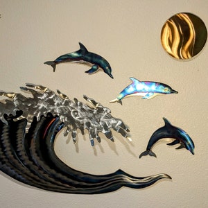 Stainless Steel Wave Beach Ocean Metal Home Cottage Vacation Sea Wall ...