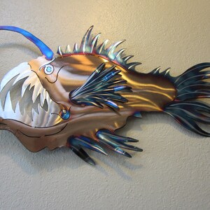 Anglerfish Angler Lantern Fish Deep Sea Ocean Metal Art Stainless Steel ...