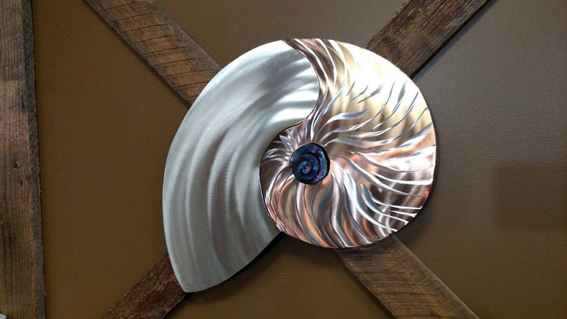 Large Nautilus Shell Metal Ocean Decor Stainless Steel Beach - Etsy