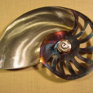 Small Nautilus Shell Stainless Steel Wall Art Metal Sea Ocean Beach ...