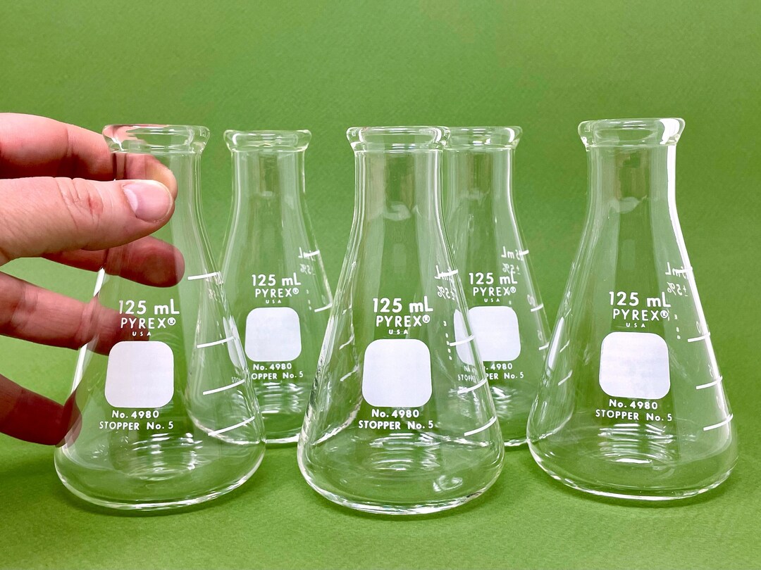 Set of Five 125 Ml Pyrex Conical Flask // Vintage Scientific Laboratory ...