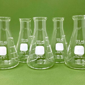 Set of Five 125 Ml Pyrex Conical Flask // Vintage Scientific Laboratory ...