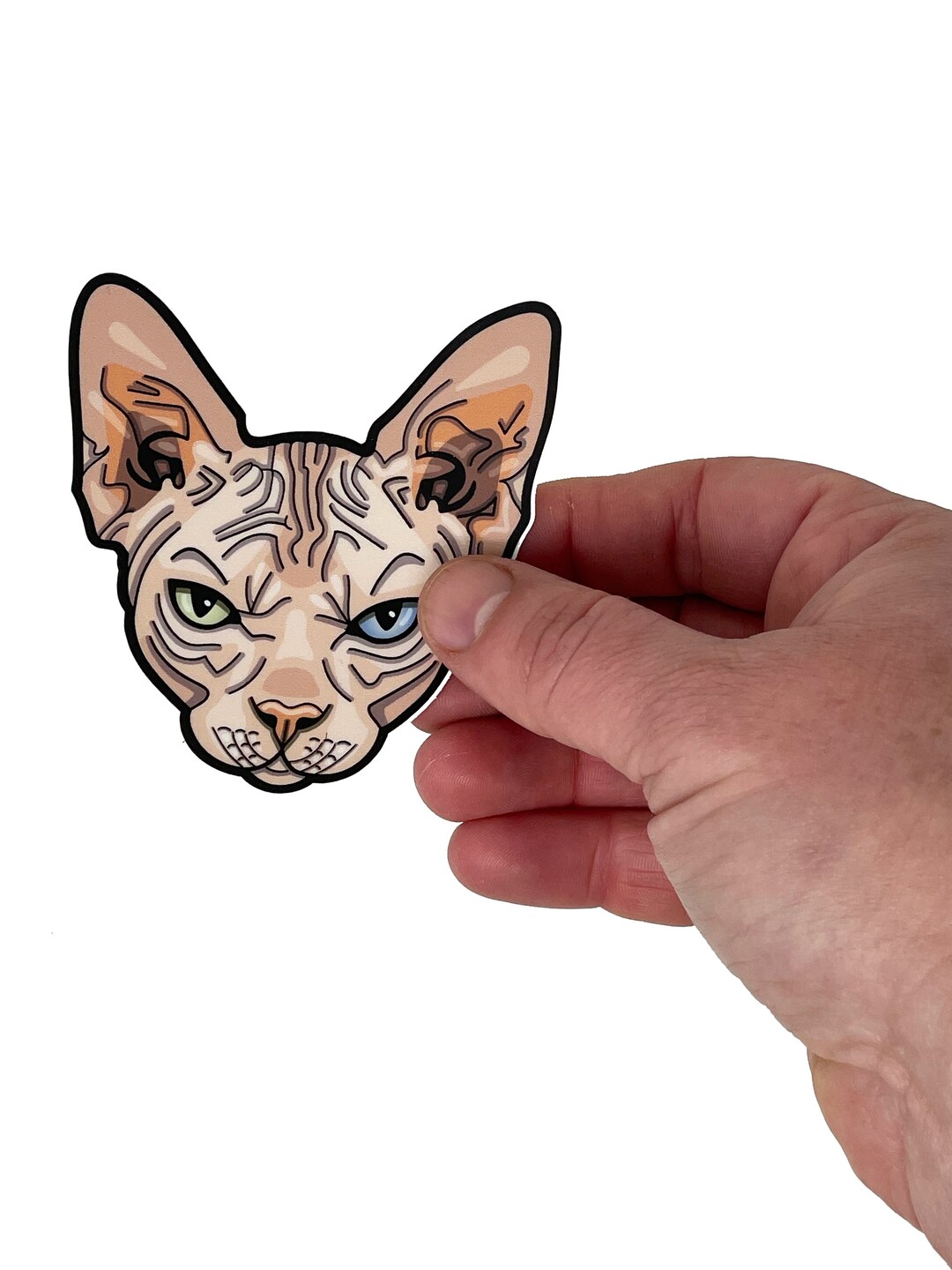 Grumpy Hairless Cat Sticker // Sphinx Sticker - Etsy