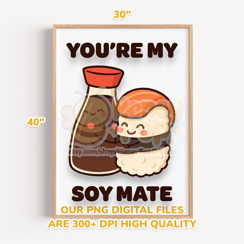 You’re My Soy Mate PNG | Cute Sushi & Soy Sauce Clipart | Kawaii Food ...