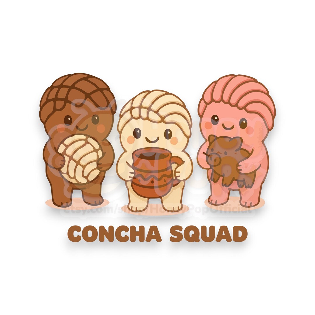 Concha Squad PNG | Cute Mexican Sweet Bread Clipart | Pan Dulce Digital ...