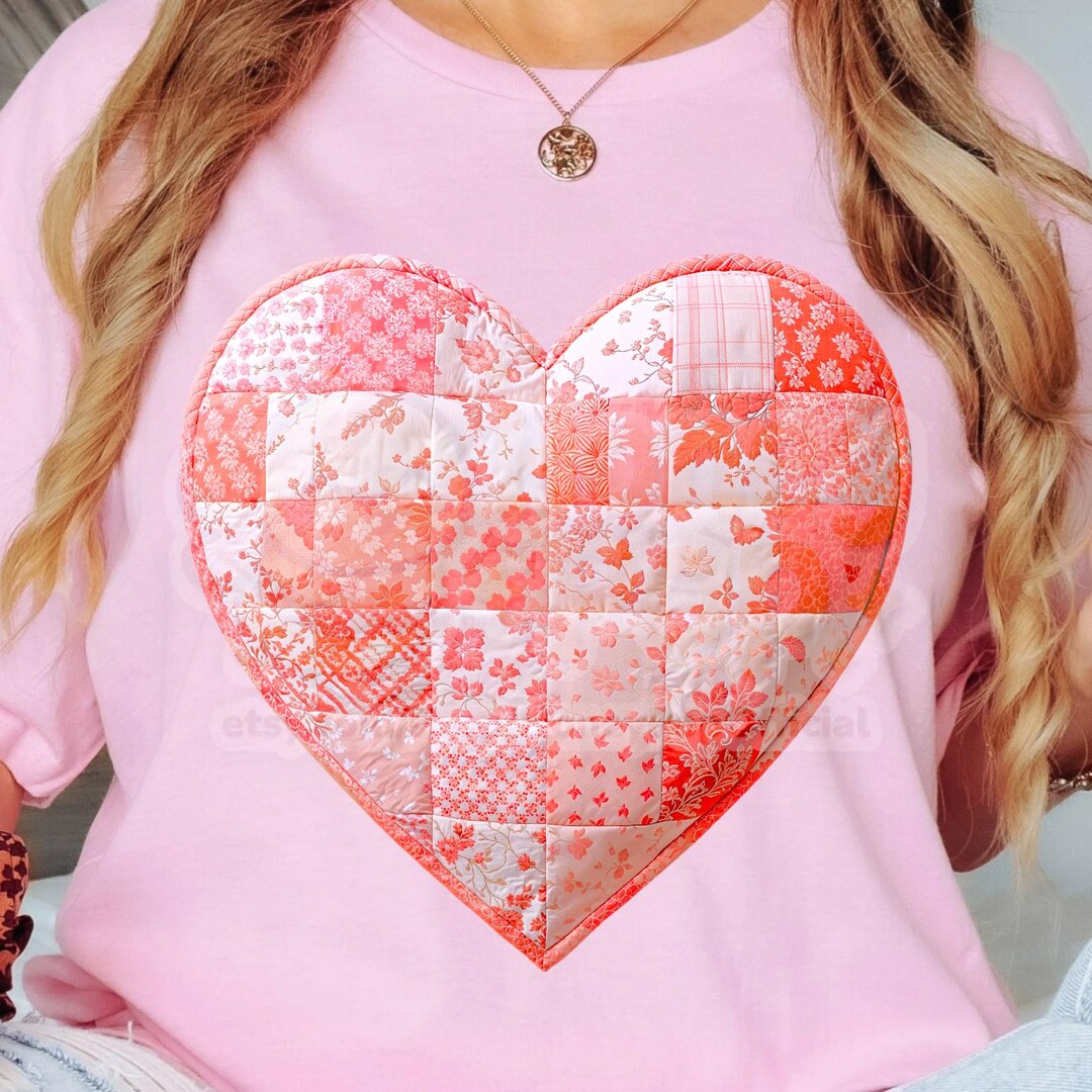 Quilted Heart PNG | 4096x4096 Heart PNG | Valentine Patchwork Heart ...
