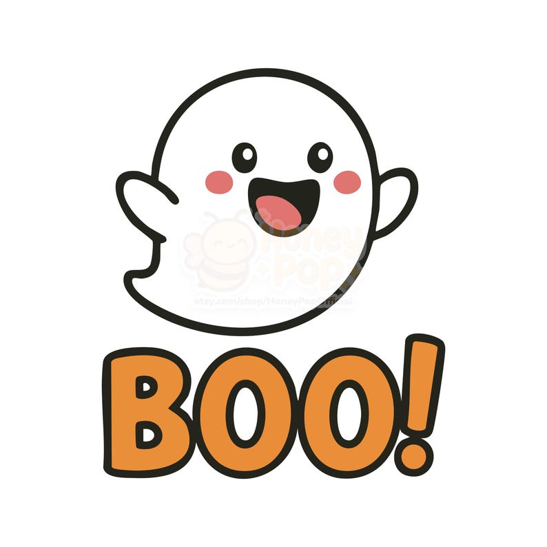 Cute Kawaii Ghost PNG | Halloween Clipart Digital Download | Spooky ...