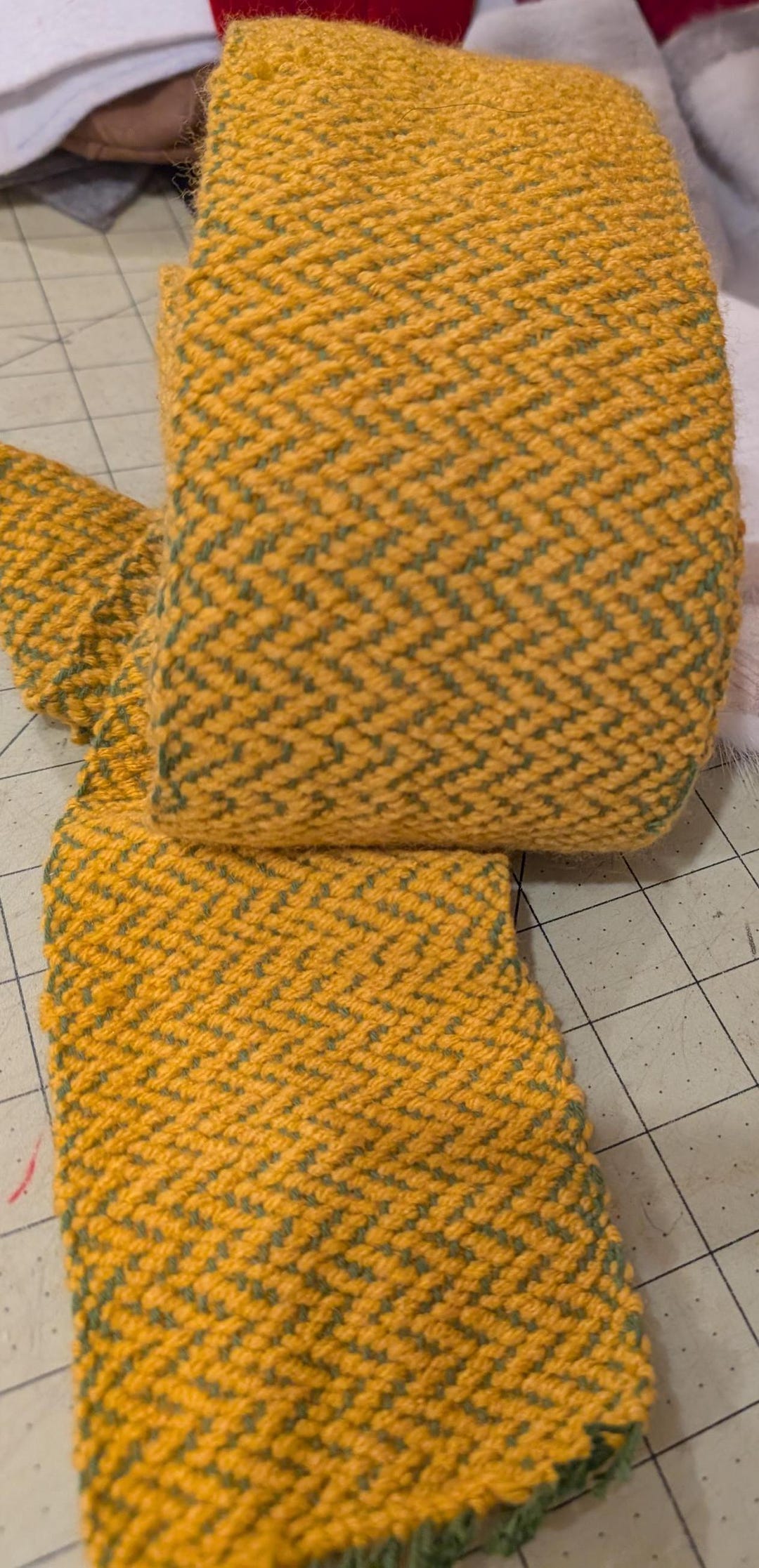 LEG WRAPS Winingas, Hand Woven Gold and Green Herringbone Cotton ...
