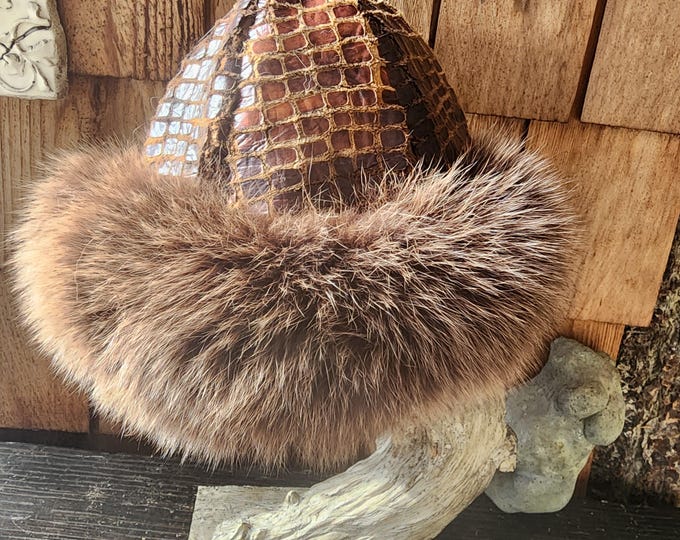 Mongolian, Cossack, Norse, Viking Style Hat, Fox Fur, Snake Skin Faux ...