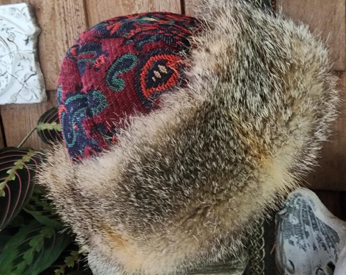 Mongolian, Cossack, Norse, Viking Style Fox Fur Hat. Beautiful Brocade ...