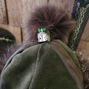 Mongolian, Cossack, Norse, Viking Style Fur, Unisex, Green Suede and ...
