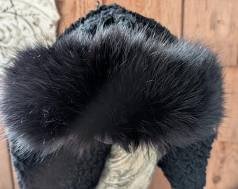 Mongolian, Cossack, Norse, Viking Style Fur, Unisex, Green Suede, Fox ...