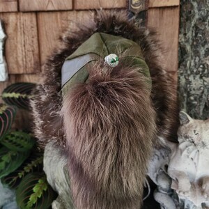 Mongolian, Cossack, Norse, Viking Style Fur, Unisex, Green Suede and ...