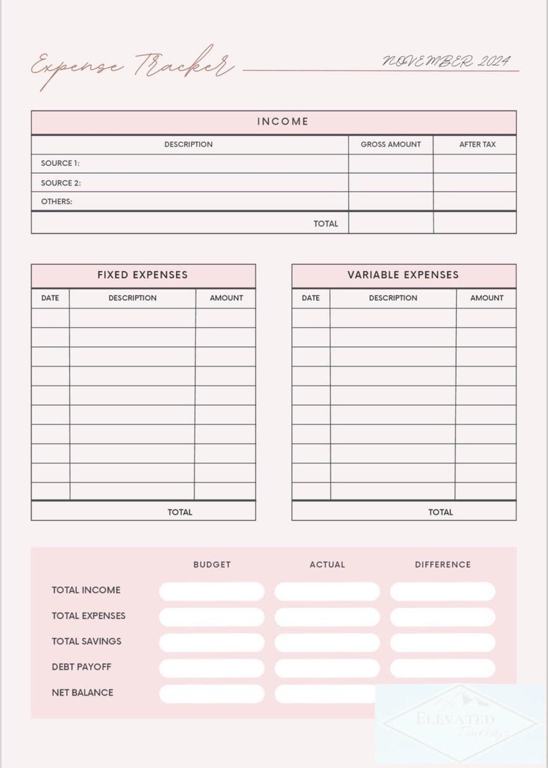 Elegant Printable Expense Planner Template September-december 2024 - Etsy