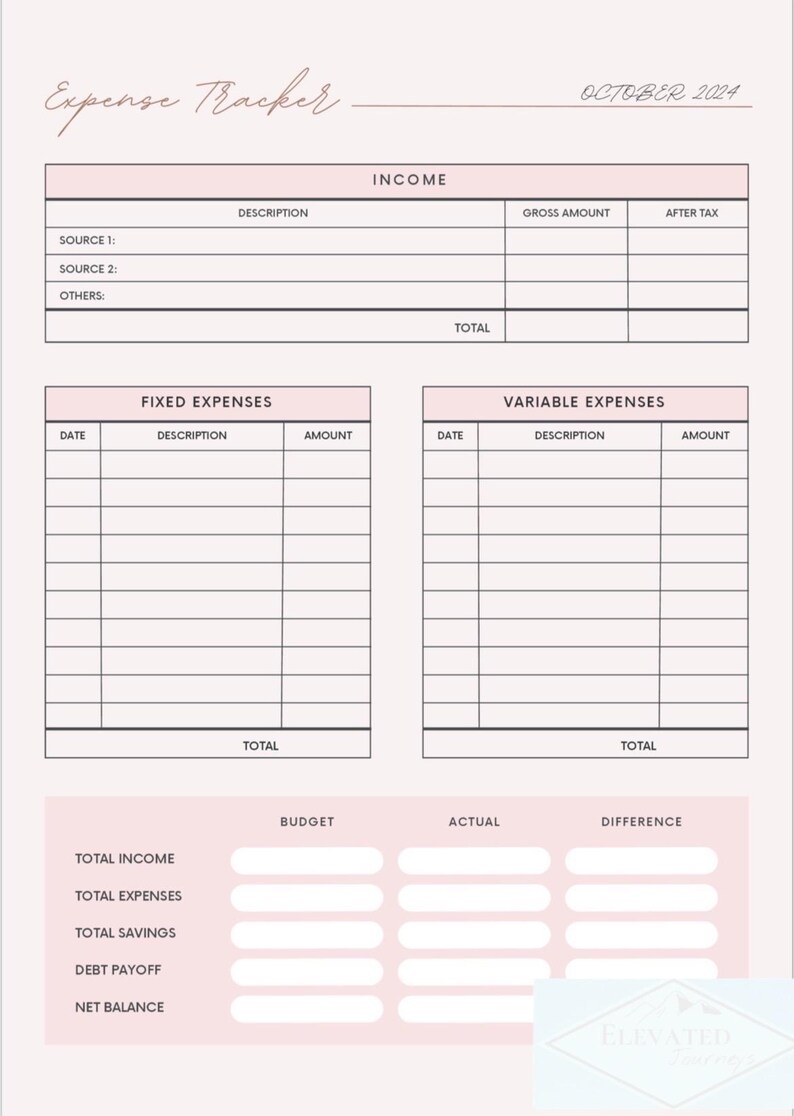 Elegant Printable Expense Planner Template September-december 2024 - Etsy
