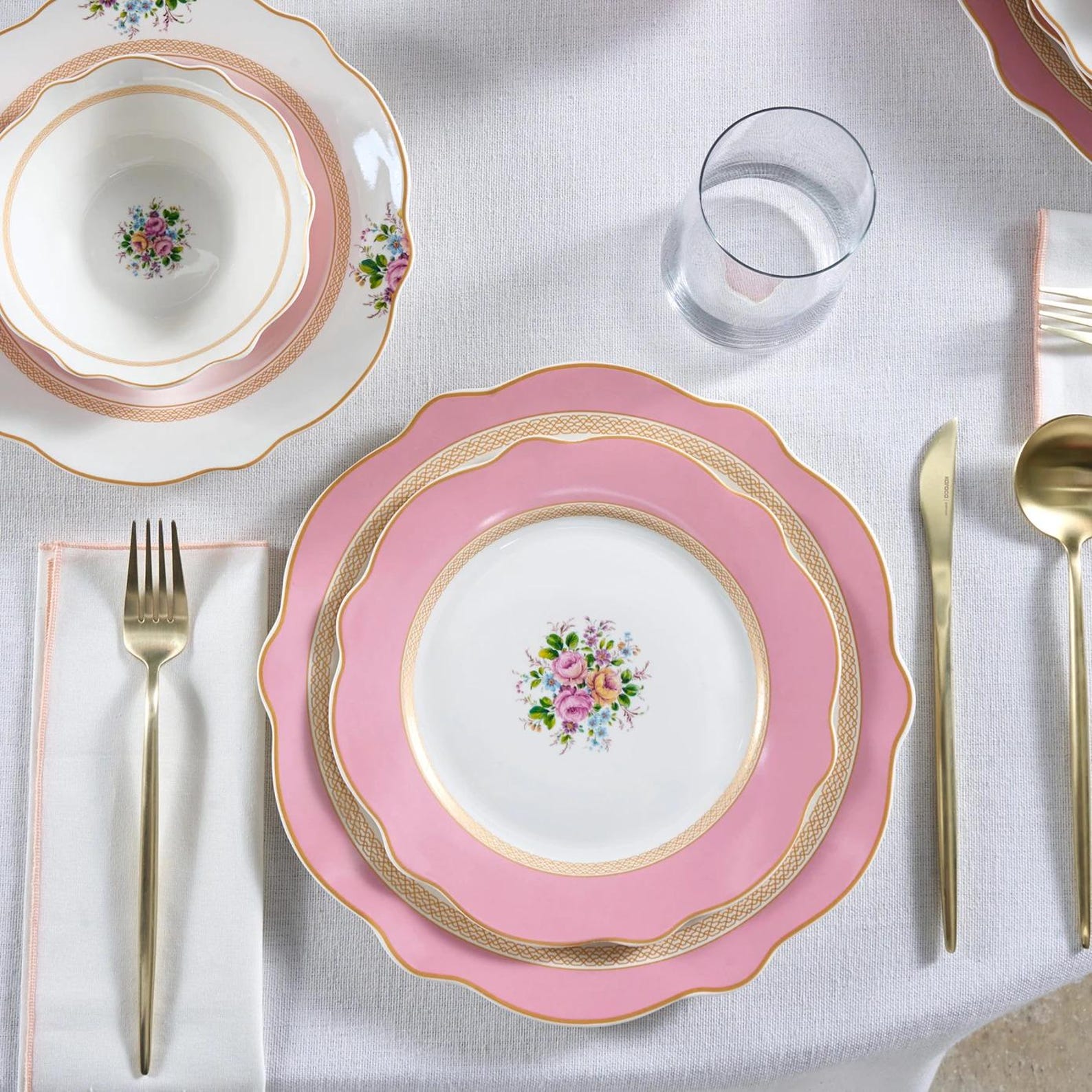 Elegant Floral Patterned 24-piece 6-person Porcelain Dinner Set Pink ...