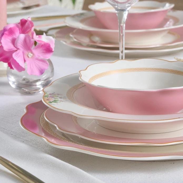 Elegant Floral Patterned 24-piece 6-person Porcelain Dinner Set Pink ...